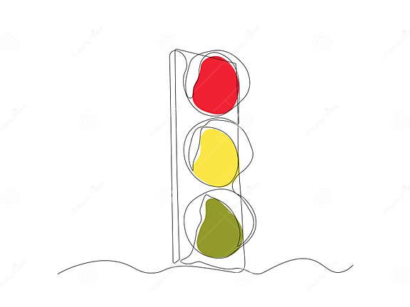 Abstract Traffic Light, Continuous One Line Art Drawing Stock Vector ...