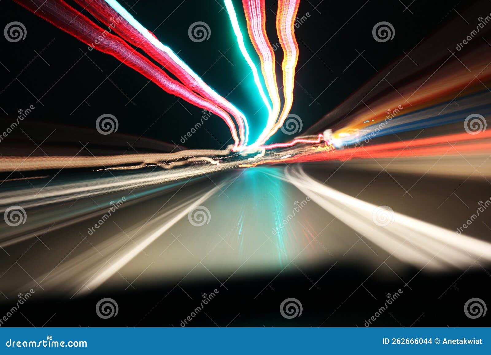 Abstract Traffic Lights at Night on Highway. Stock Photo - Image of ...