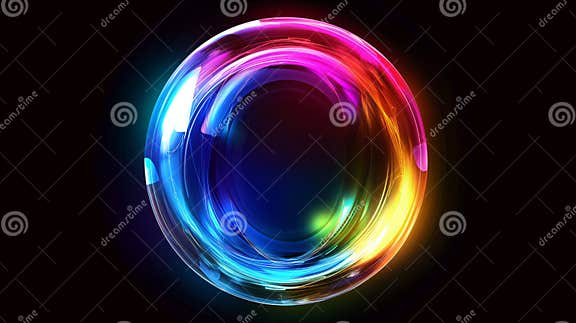 Abstract Translucent Multi-colored Sphere on Black Background. Stock ...