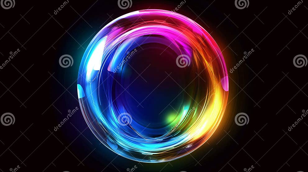 Abstract Translucent Multi-colored Sphere on Black Background. Stock ...