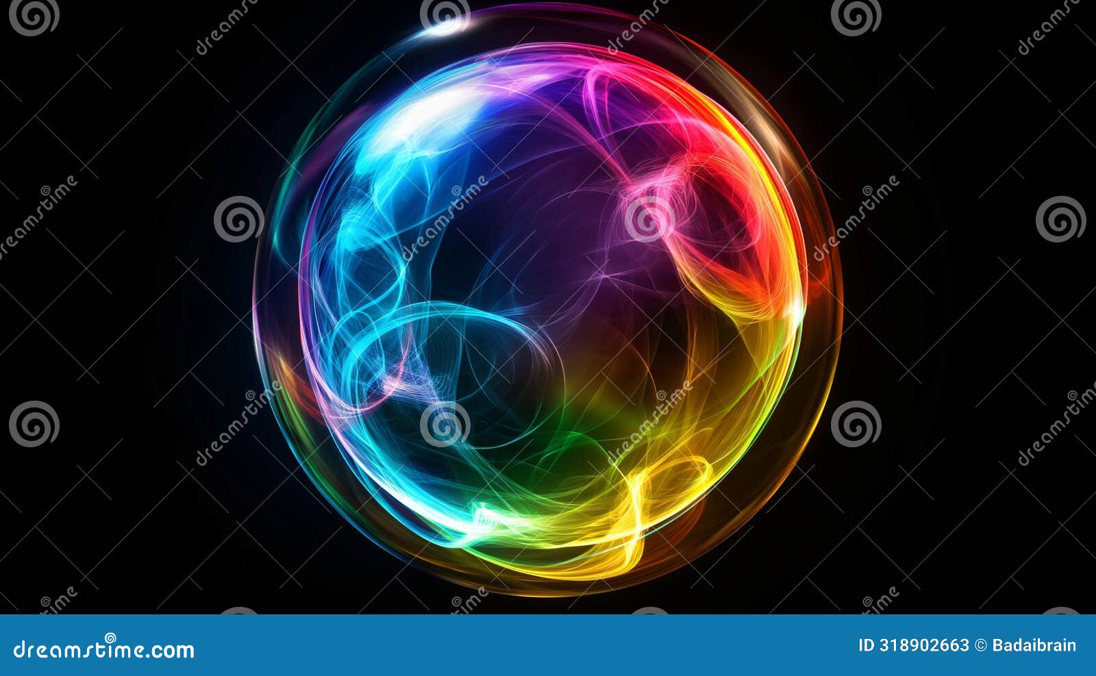 Abstract Translucent Multi-colored Sphere on Black Background. Stock ...