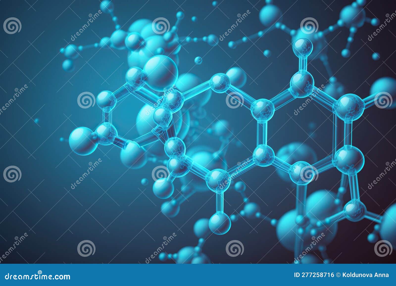 Abstract Transparent Hydrogen H2 Molecules on Blue Background, Created ...
