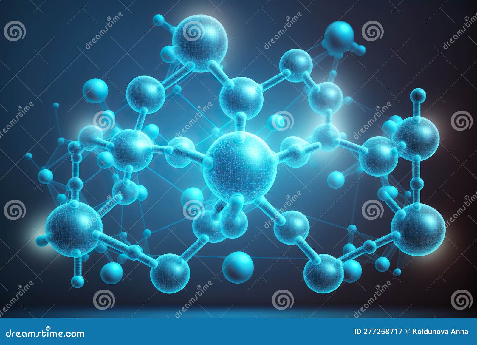 Abstract Transparent Hydrogen H2 Molecules on Blue Background, Created ...