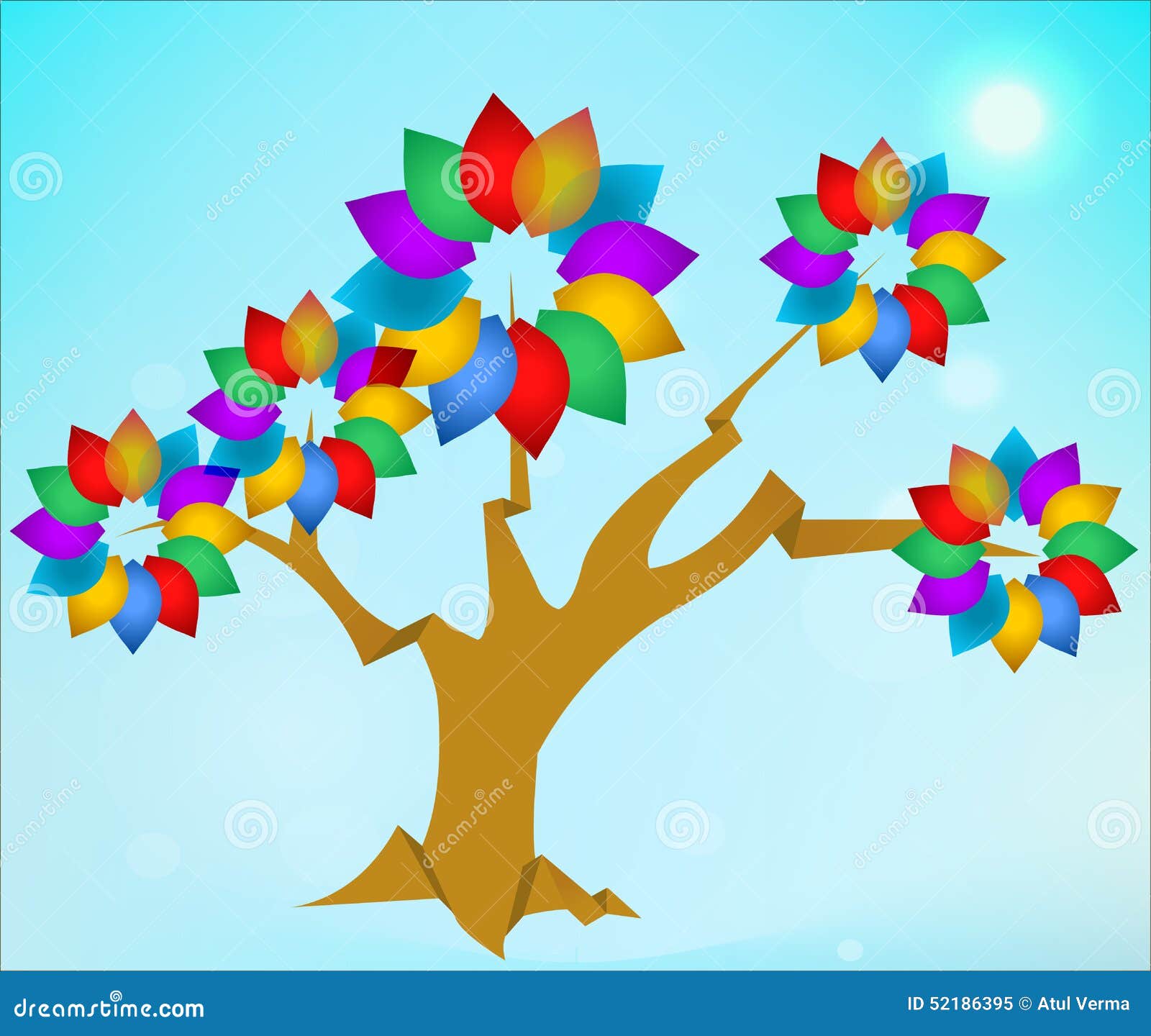 Abstract Transparent Tree, Tree Background with Circle Flat Colors ...
