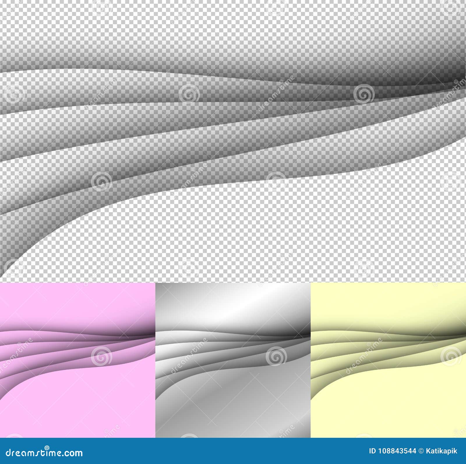 Abstract Transparent Waves, Set on Transparent Background. Stock Vector ...