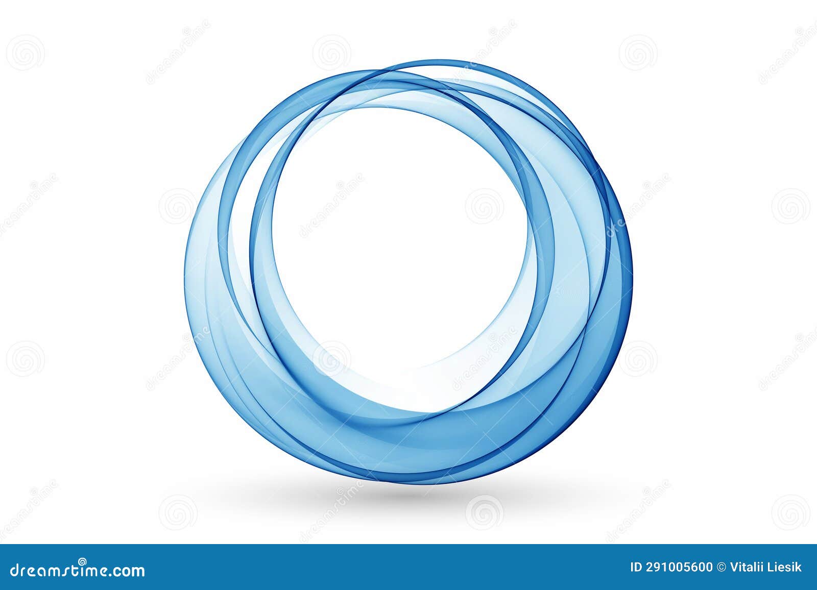 Abstract Transparent Waves in the Shape of a Circle. Blue Circle Border ...