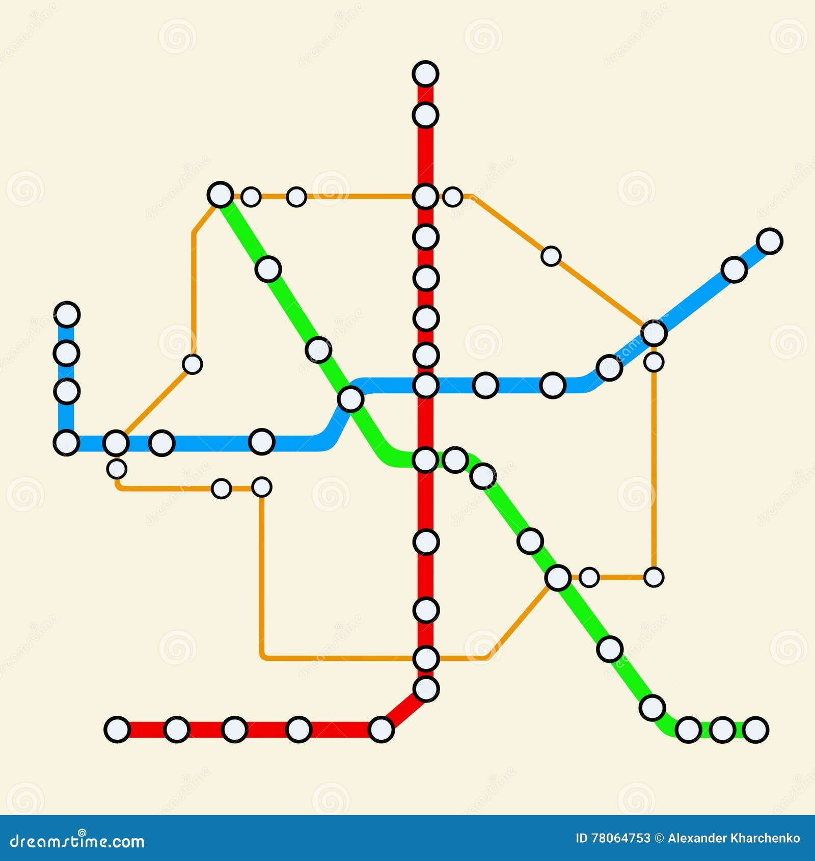 Abstract Transportation Metro Or Subway Map With Red Push Pin. 3 Stock ...