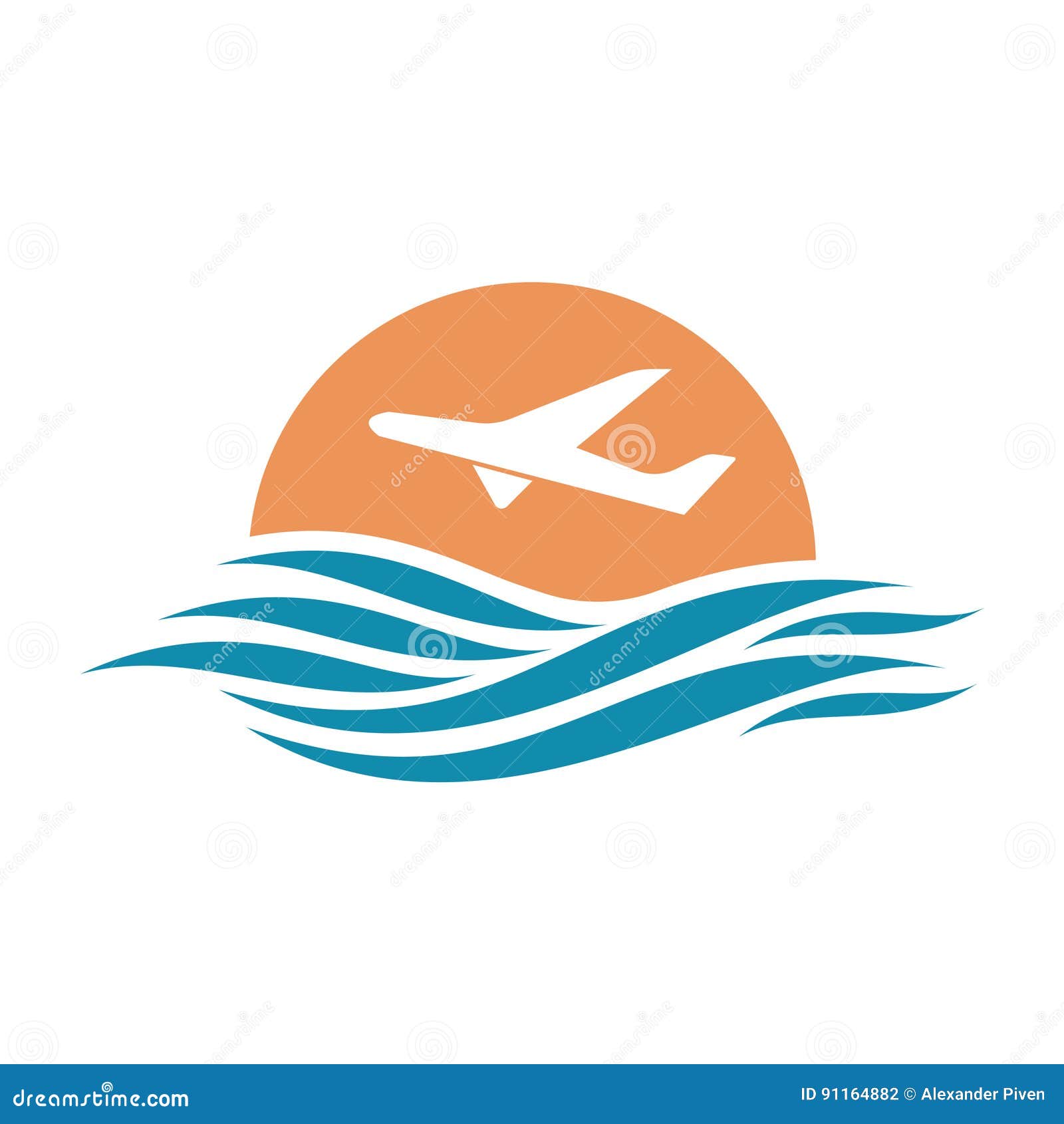 Abstract Travel Logo with Aircraft and Ocean. Stock Vector ...