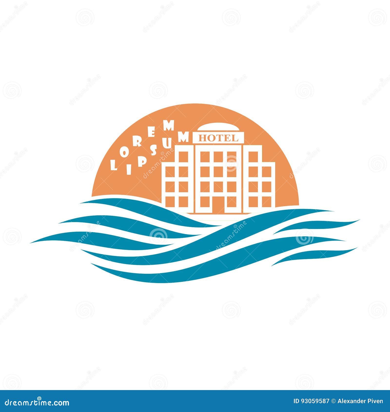 Abstract Travel Logo with Hotel and Ocean. Stock Vector - Illustration ...