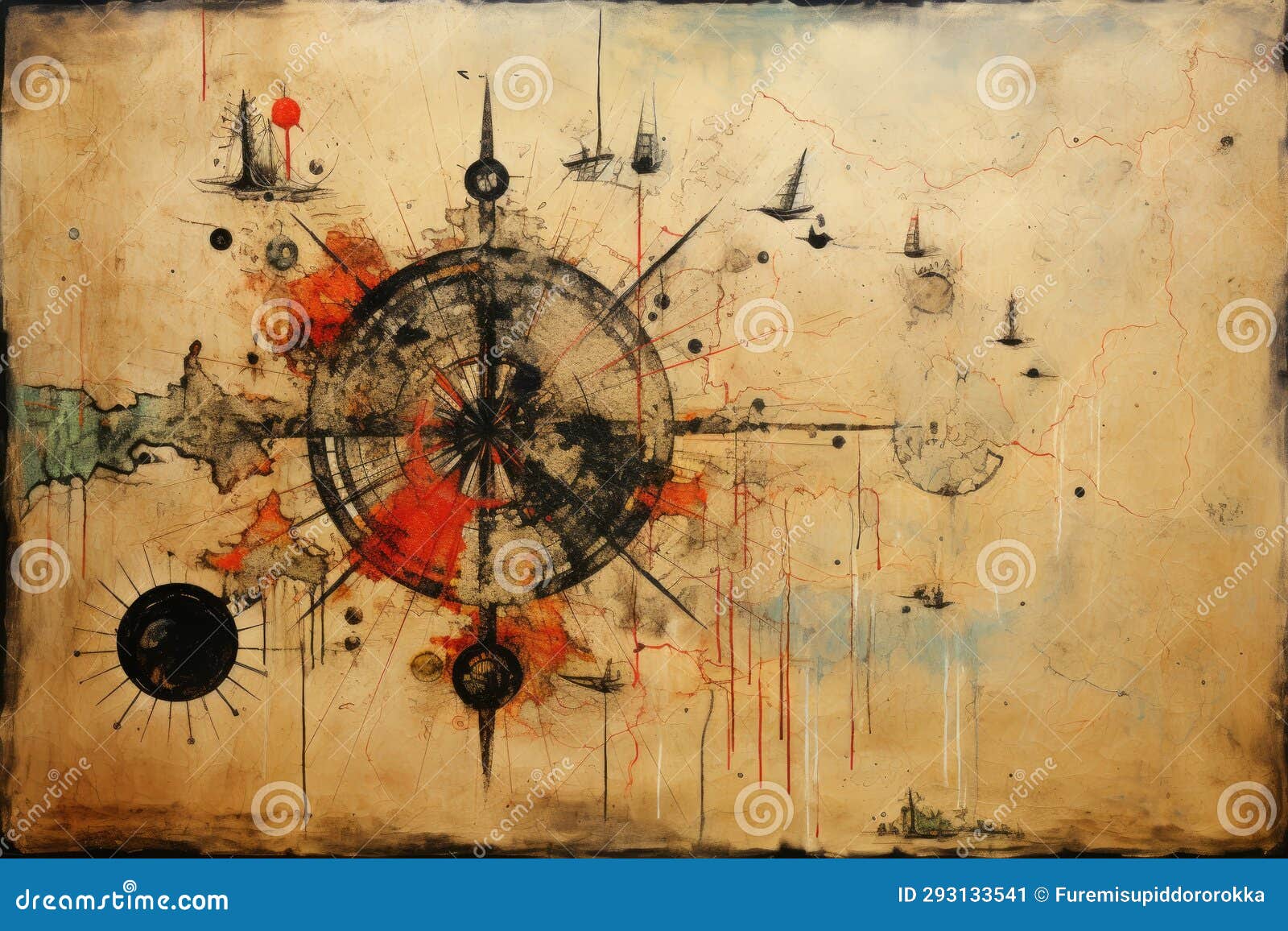 Treasure Map Style Sheet Of Old Aged Retro Paper. Ancient Antique Brown ...