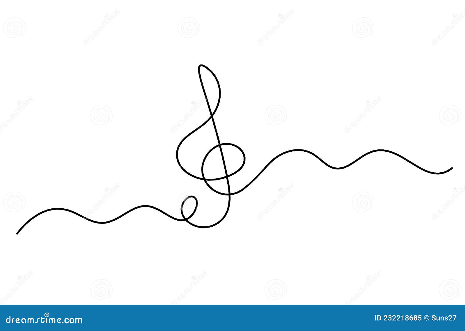 Abstract Treble Clef As Continuous Lines Drawing Stock Vector ...