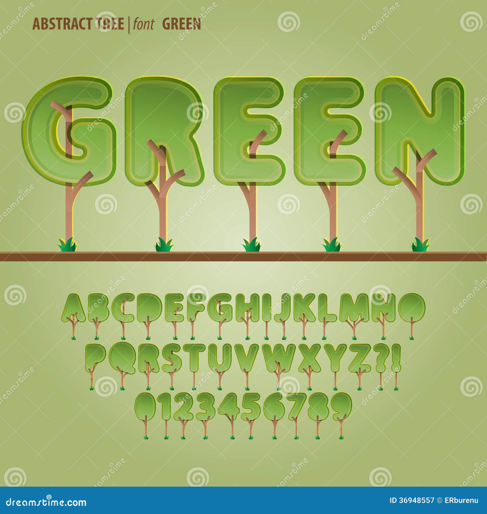 Abstract Tree Alphabet and Digit Vector Stock Vector - Illustration of ...