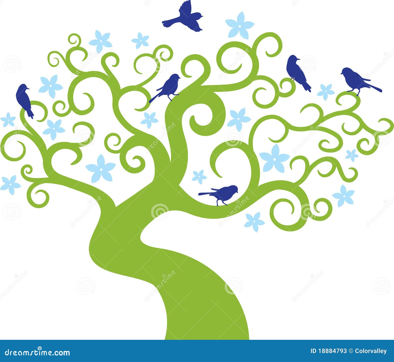 Abstract Tree with Birds.Vector Illustration Stock Vector ...