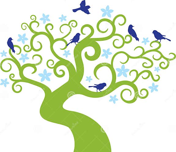 Abstract Tree with Birds.Vector Illustration Stock Vector ...