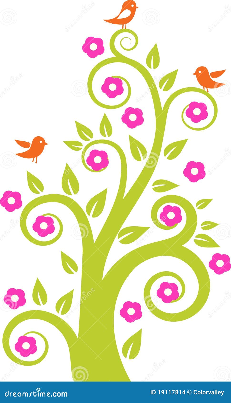 Abstract Tree with Birds. Vector Illustration Stock Vector ...