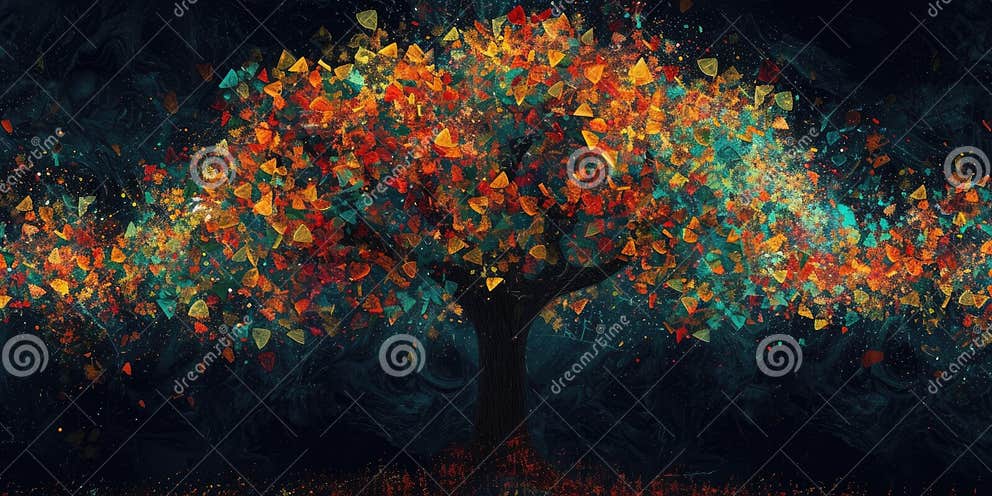 Abstract Tree on Black Background Stock Illustration - Illustration of ...