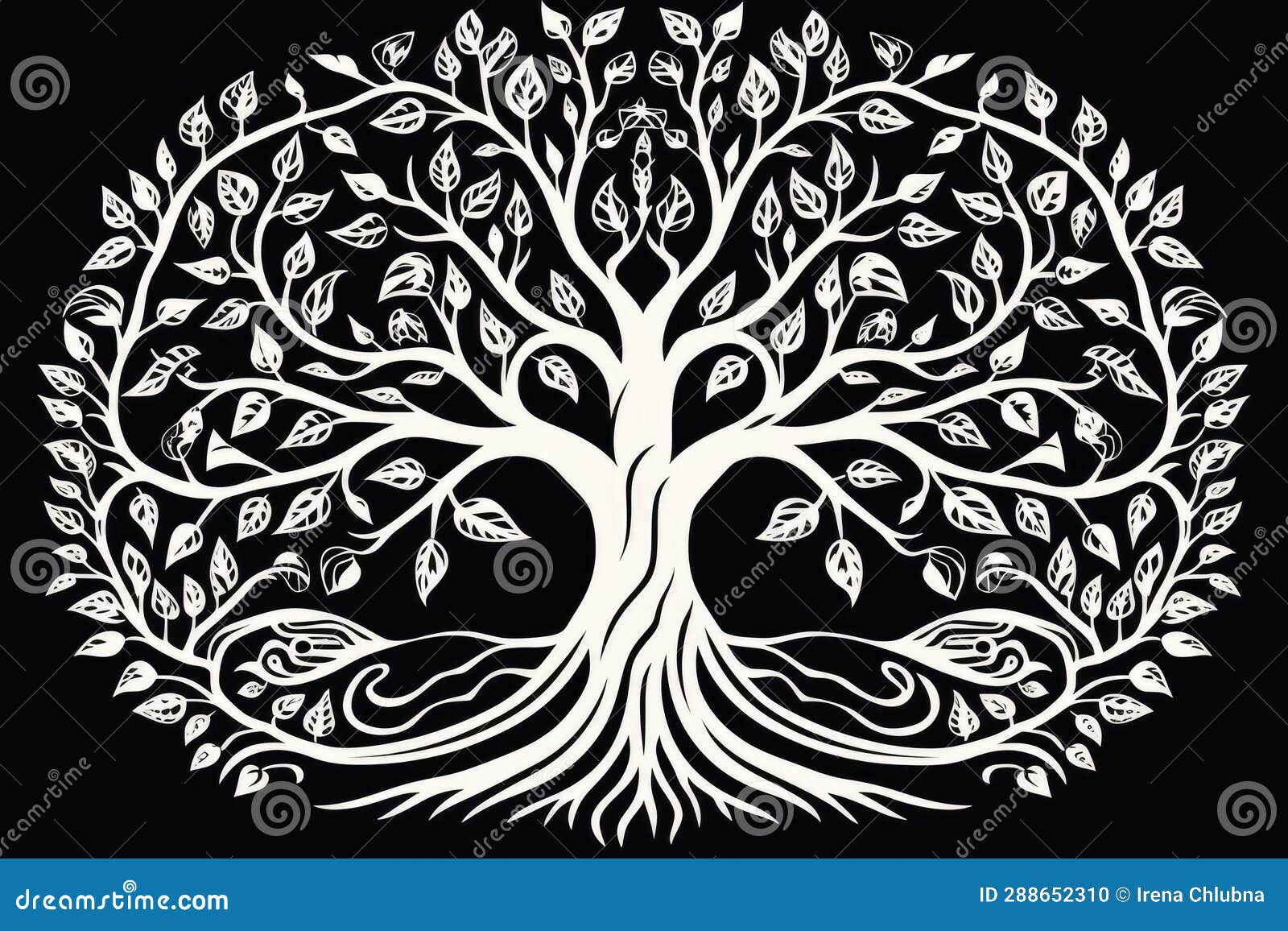 Abstract Tree on Black Background Stock Illustration - Illustration of ...