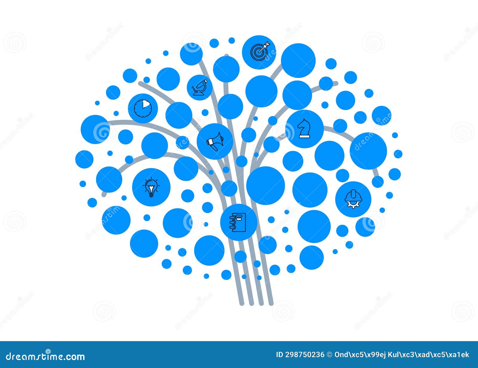Abstract Tree with Blue Circles and Icons Stock Vector - Illustration ...
