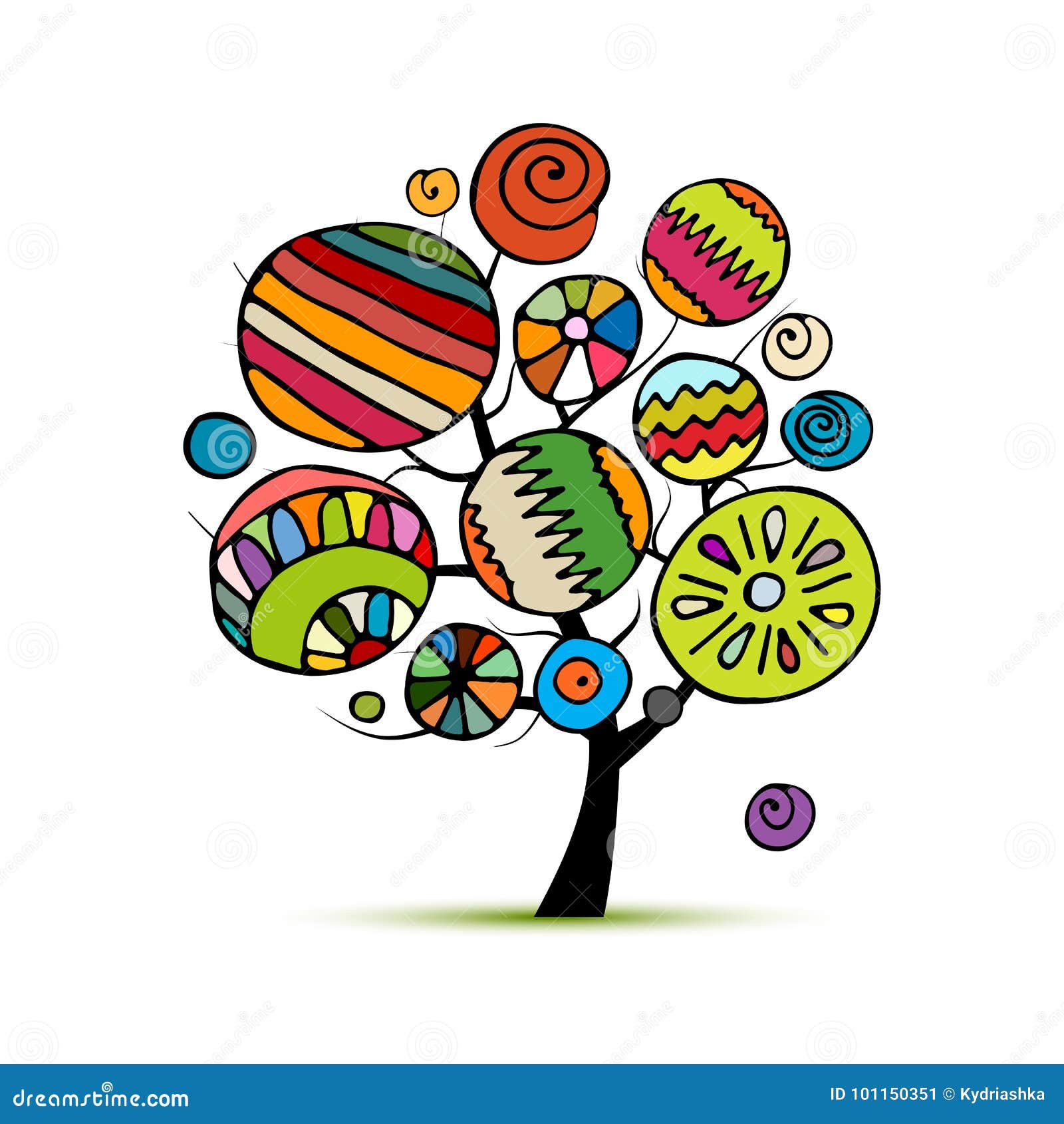 Abstract Tree with Circles. Sketch for Your Coloring Book Stock Vector ...