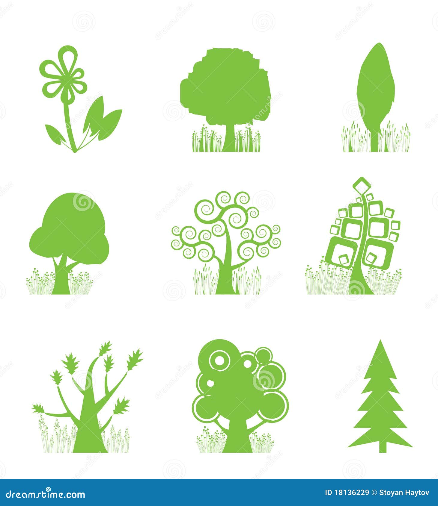 Abstract Tree Collection Icon Stock Vector - Illustration of nature ...