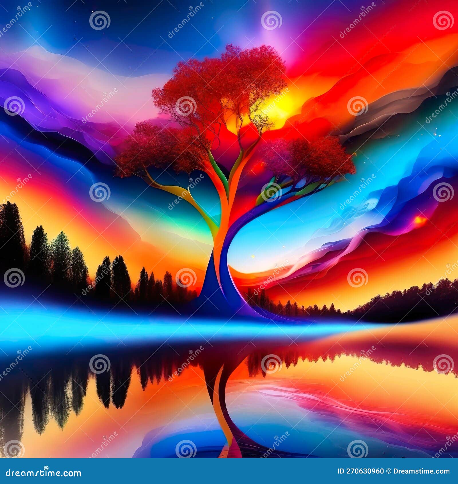 Abstract tree color stock illustration. Illustration of poster - 270630960