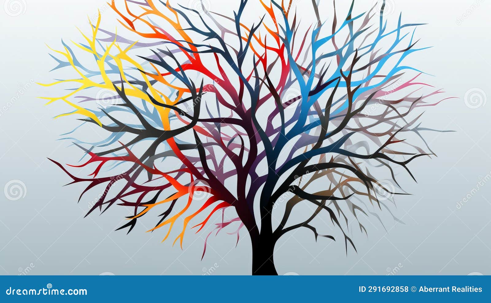 Abstract Tree with Colorful Branches on a Gray Background Stock ...