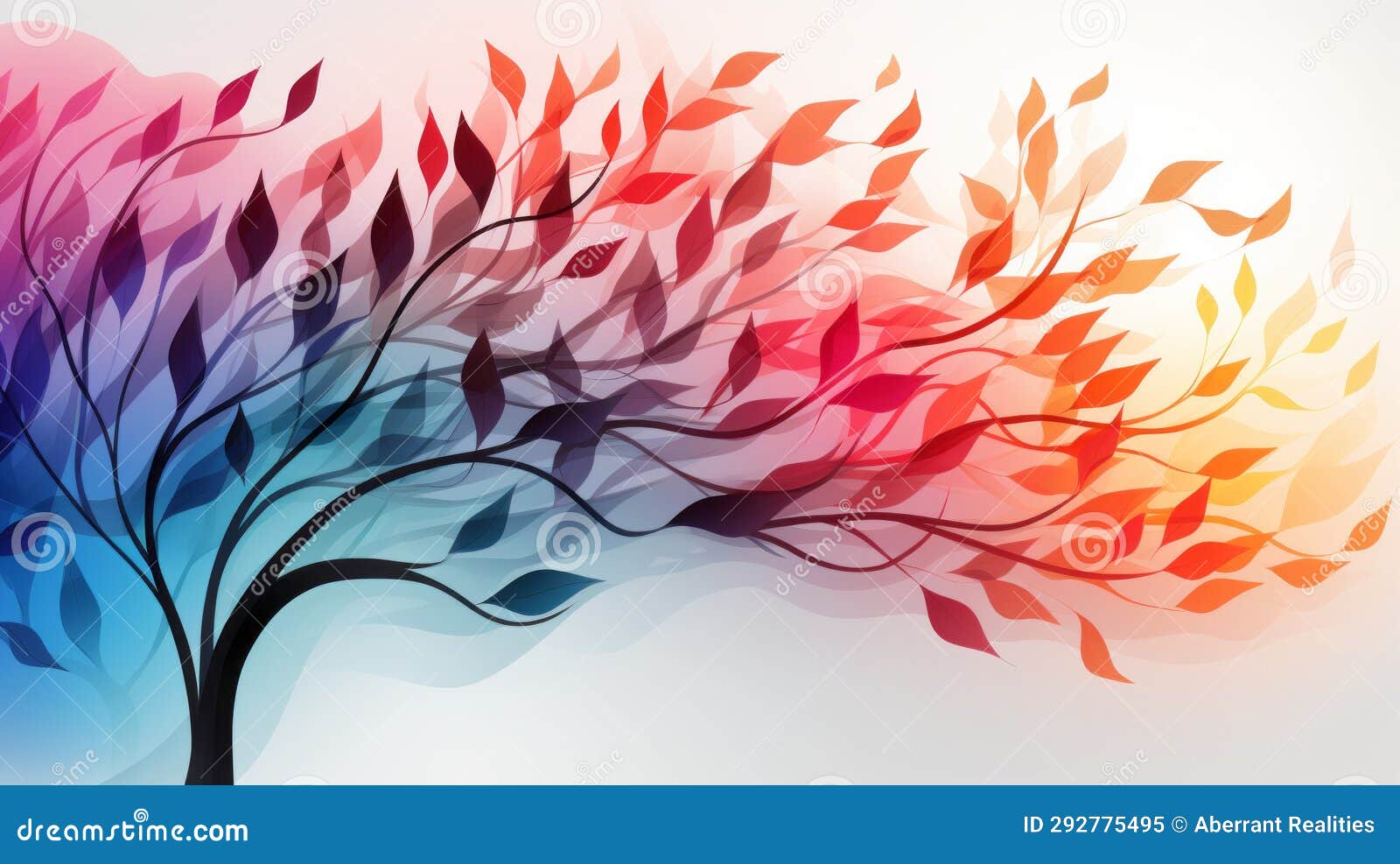 Abstract Tree with Colorful Leaves on a White Background Stock ...
