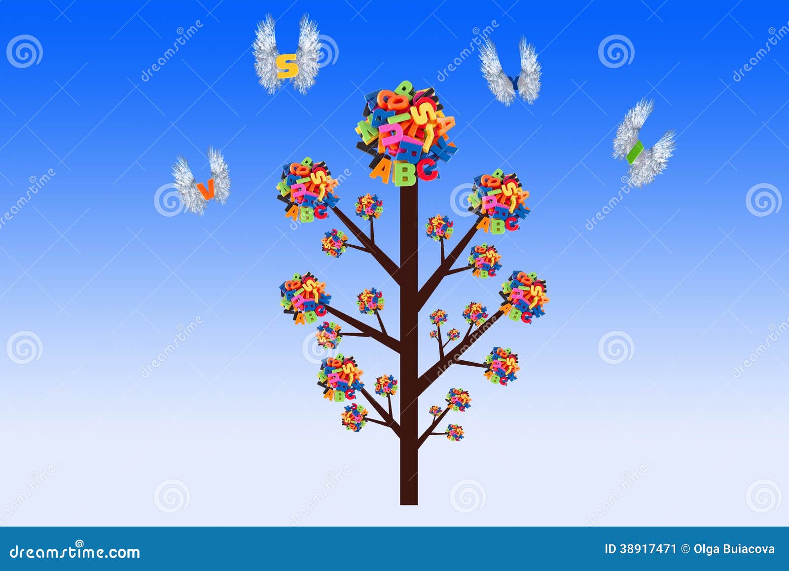 Abstract Tree With Colorful Letters Stock Image - Image of digit ...