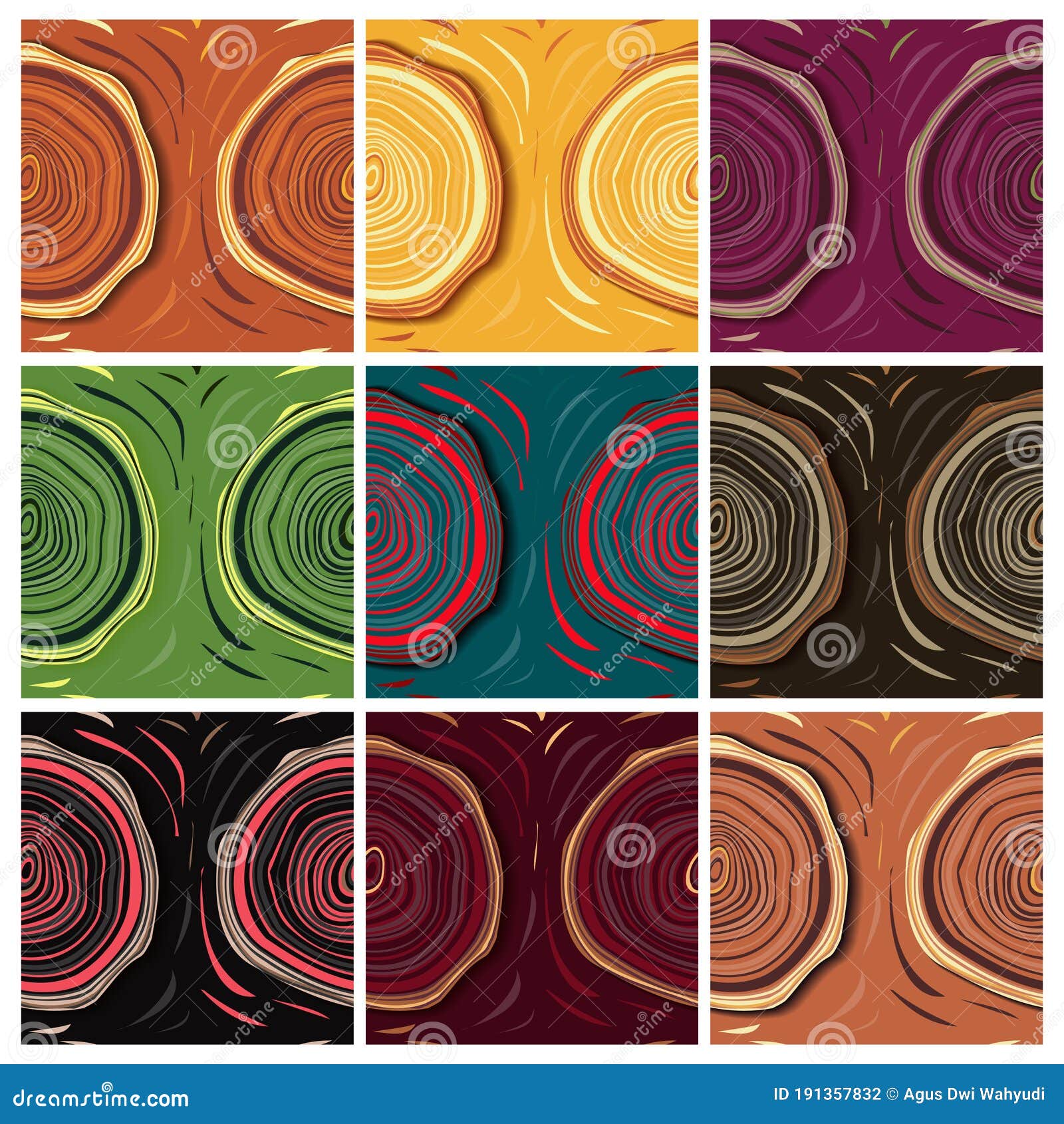 Abstract Tree Cross Section Seamless Pattern with Modern Colour ...