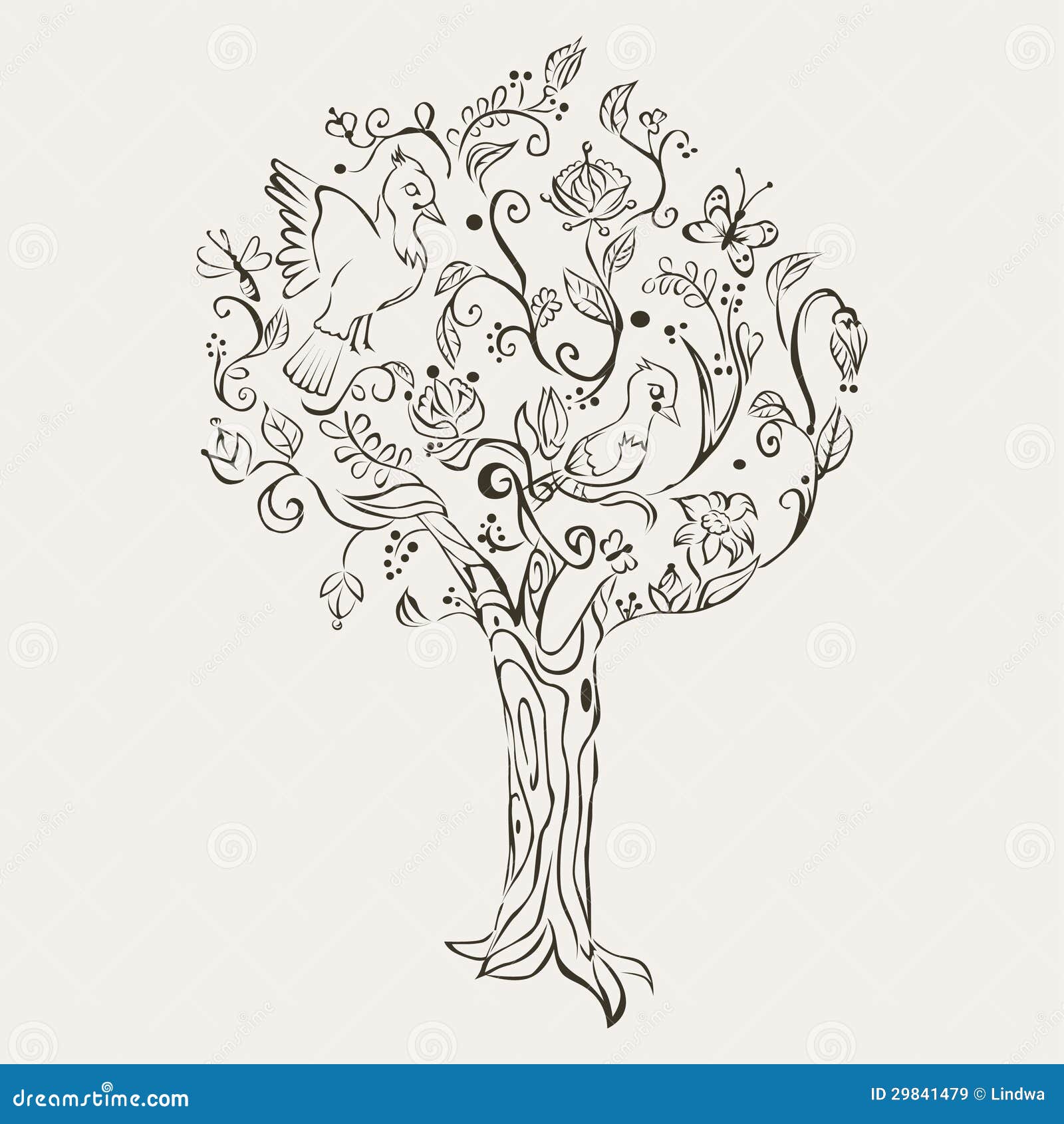 Abstract tree with birds stock vector. Illustration of creative - 29841479