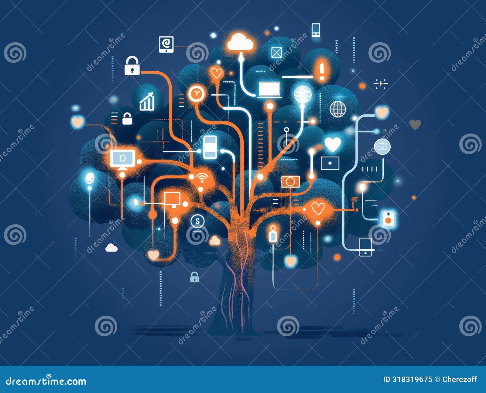 Digital Technology Tree Concept Stock Image - Image of media, branches ...