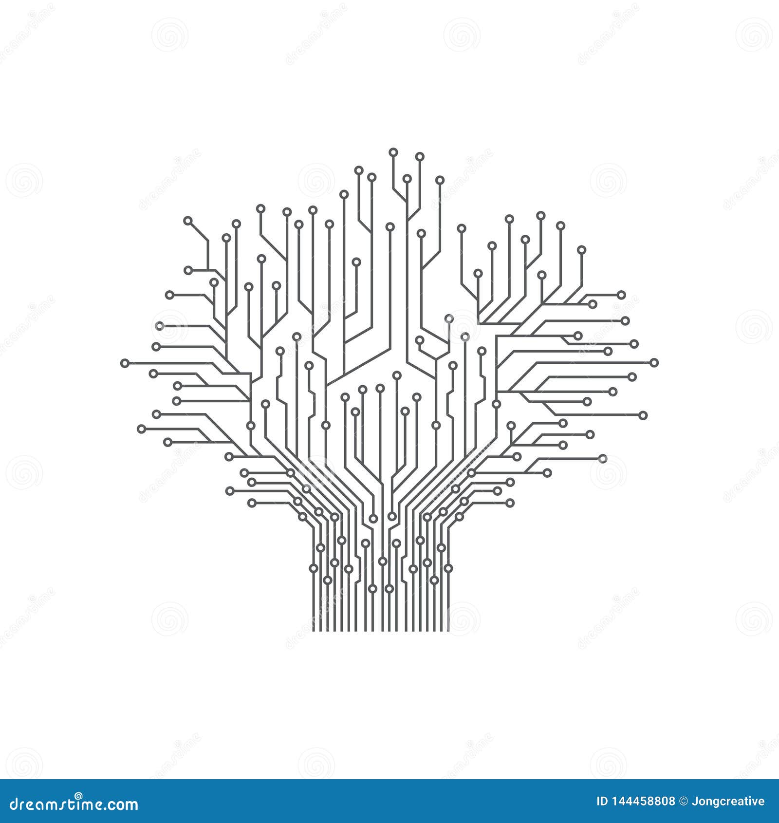 Abstract Tree Electronic Printed Circuit Board Vector Illustration ...