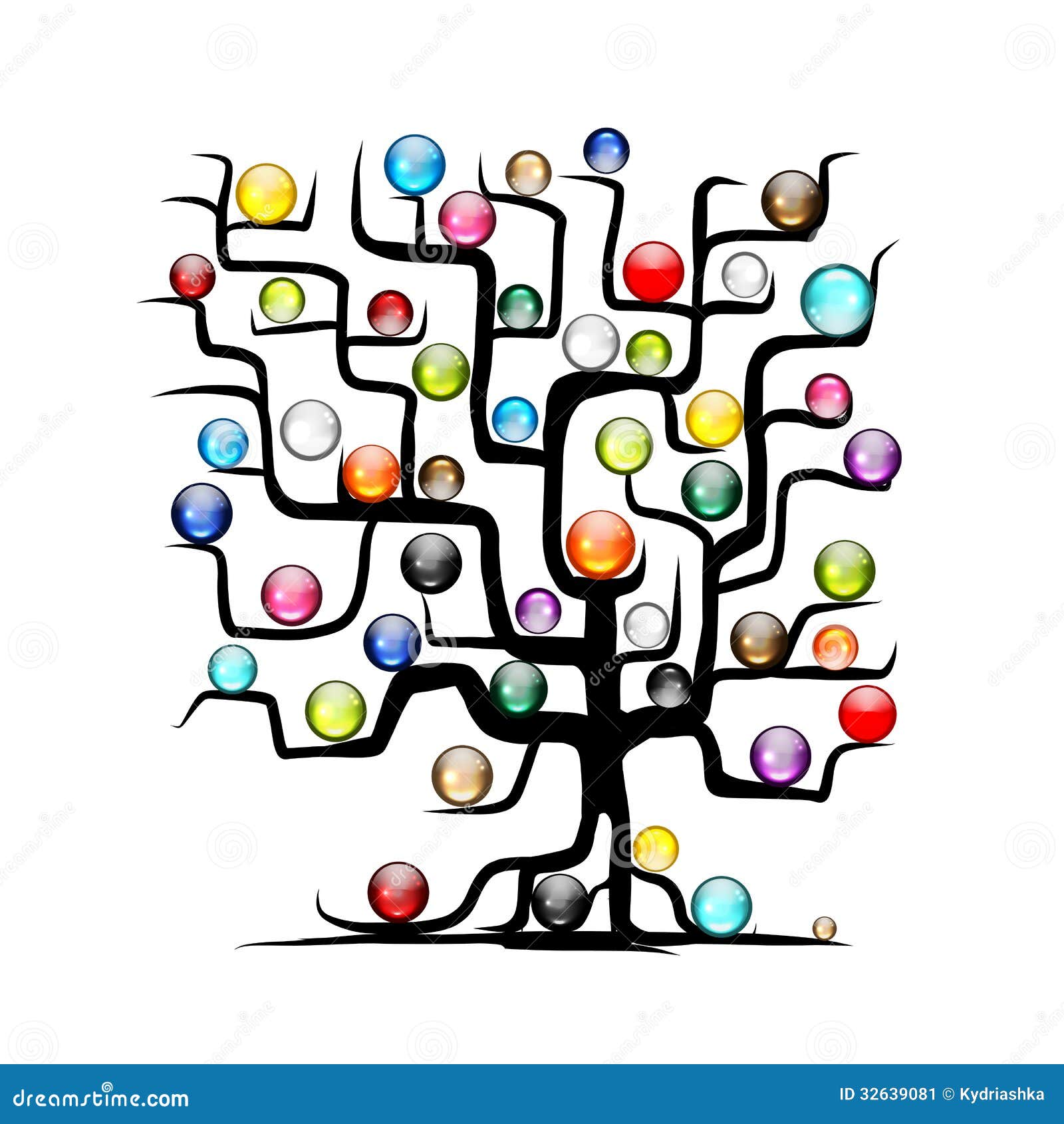 Abstract Tree with Glossy Balls for Your Design Stock Vector ...
