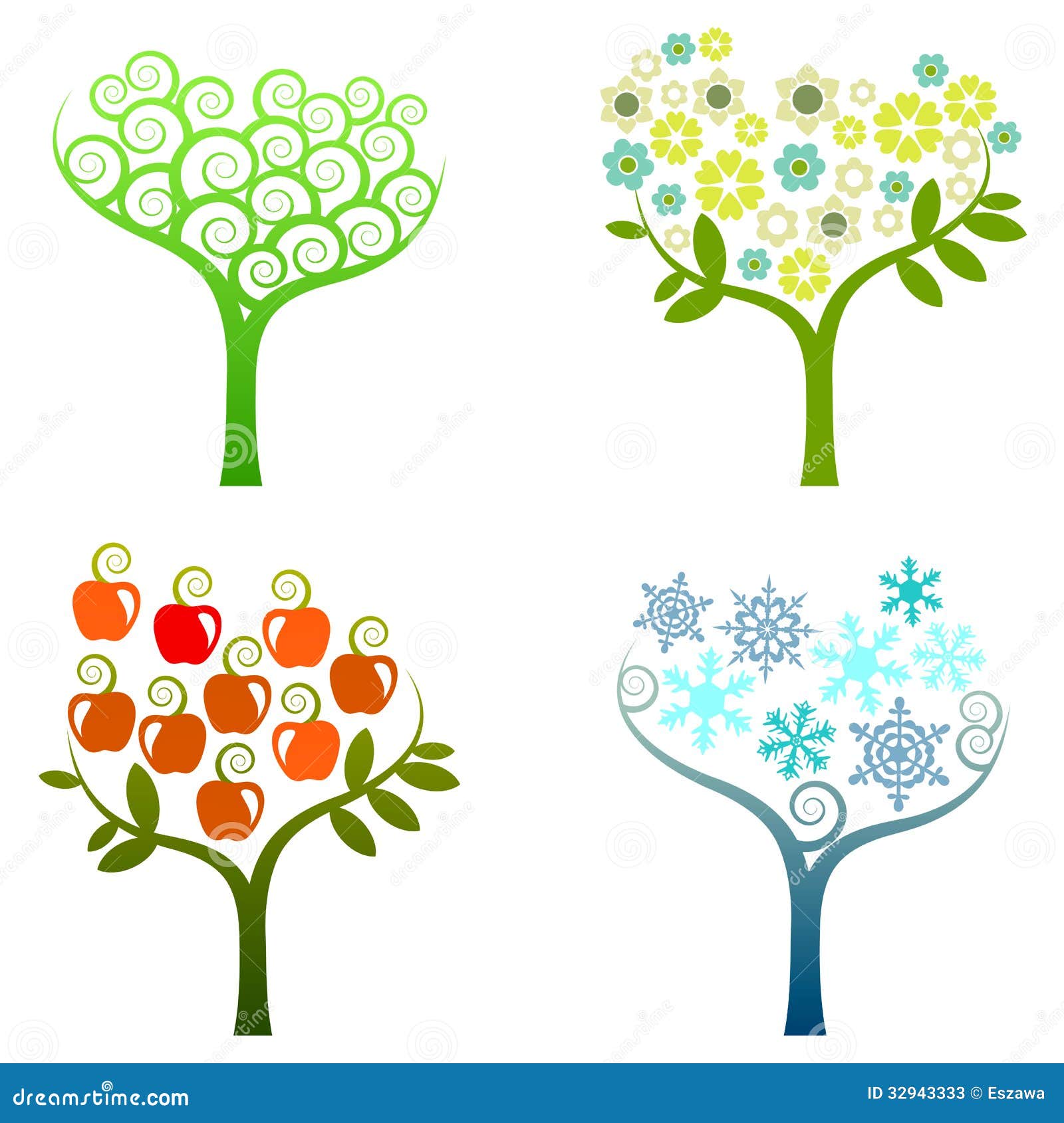 Abstract Tree - Graphic Elements - Four Seasons Stock Vector ...