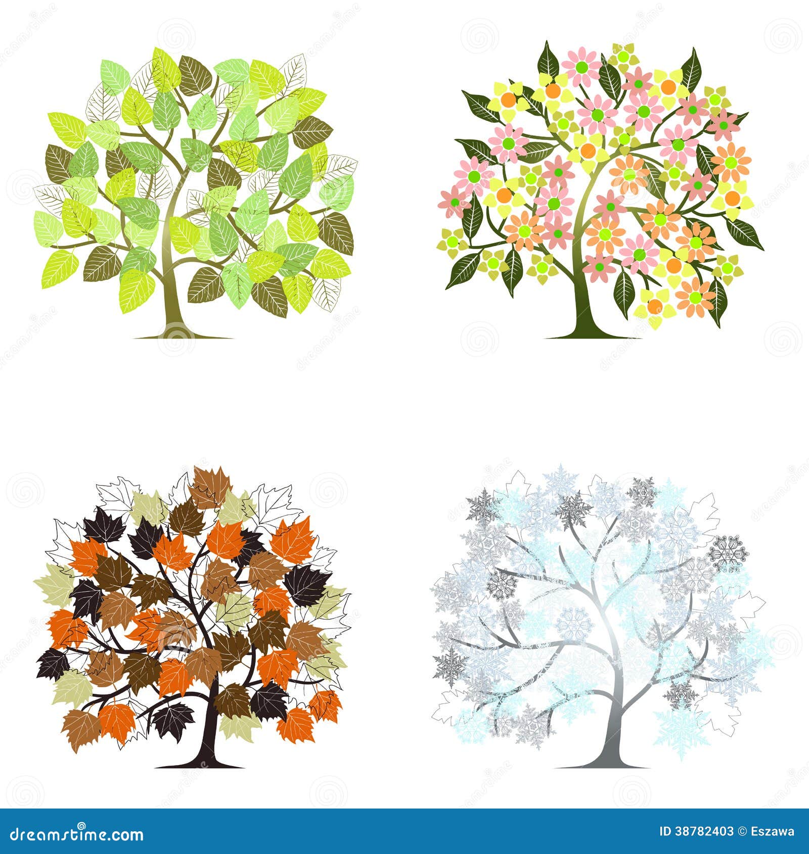 Abstract Tree - Graphic Elements - Four Seasons Stock Vector ...