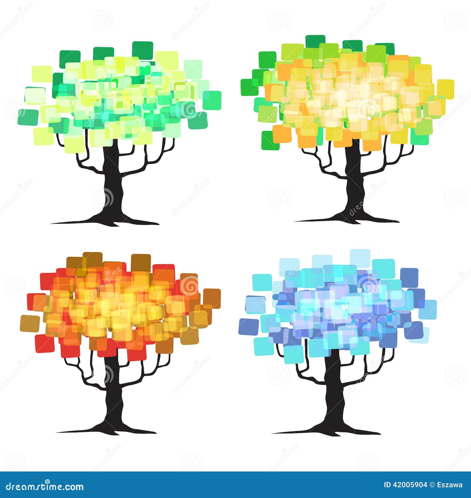 Abstract Tree - Graphic Elements - Four Seasons Stock Vector ...