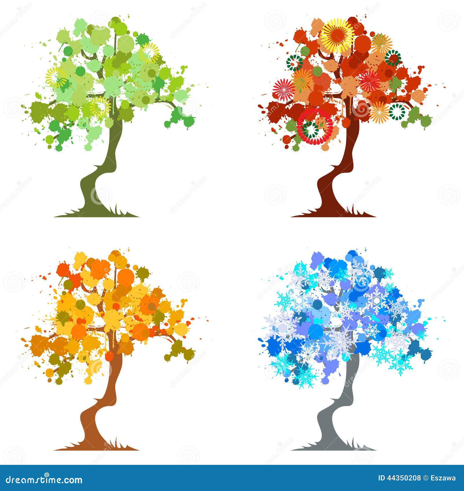 Abstract Tree - Graphic Elements - Four Seasons Stock Vector ...