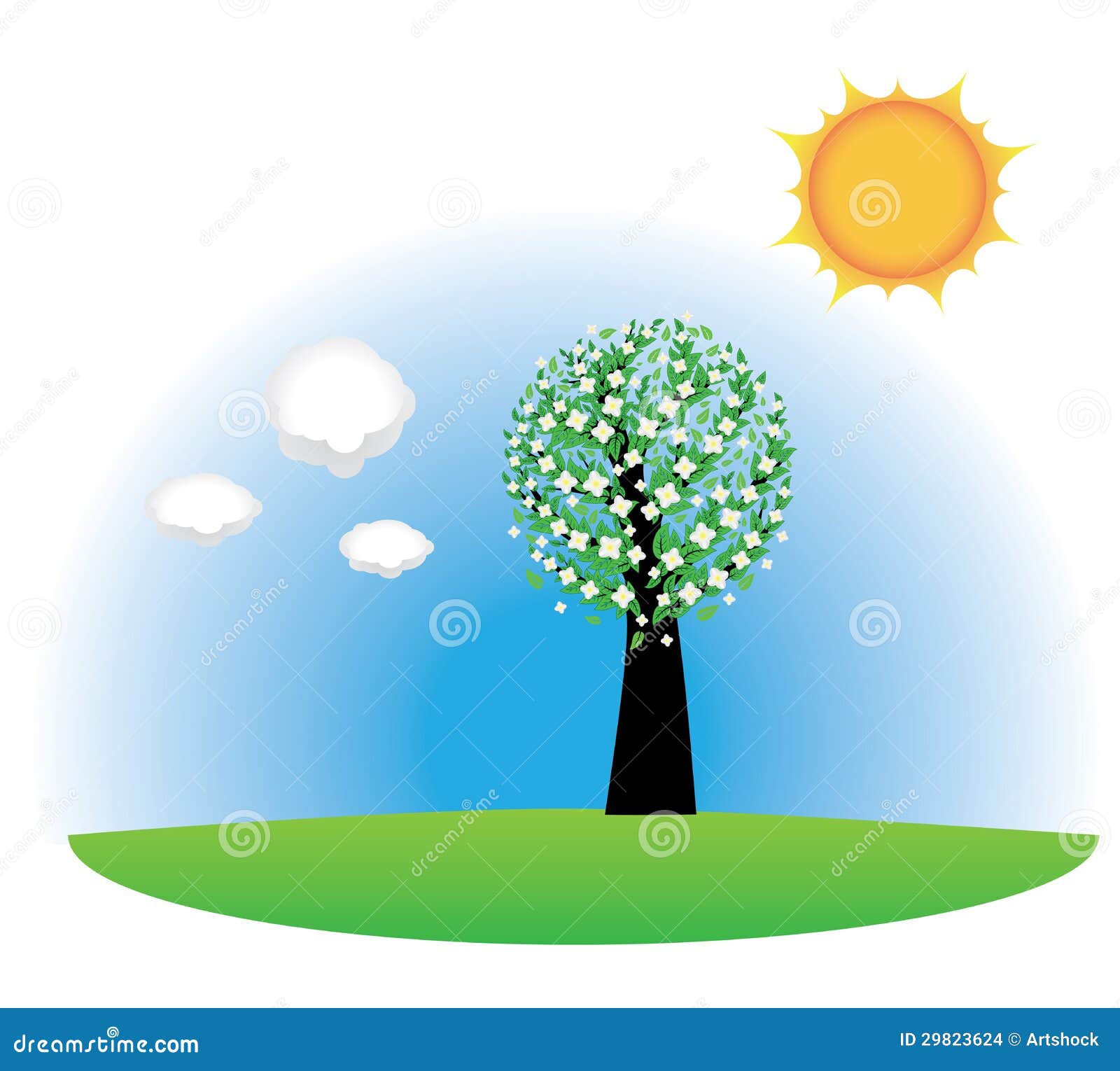 Springtime tree stock vector. Illustration of natural - 29823624