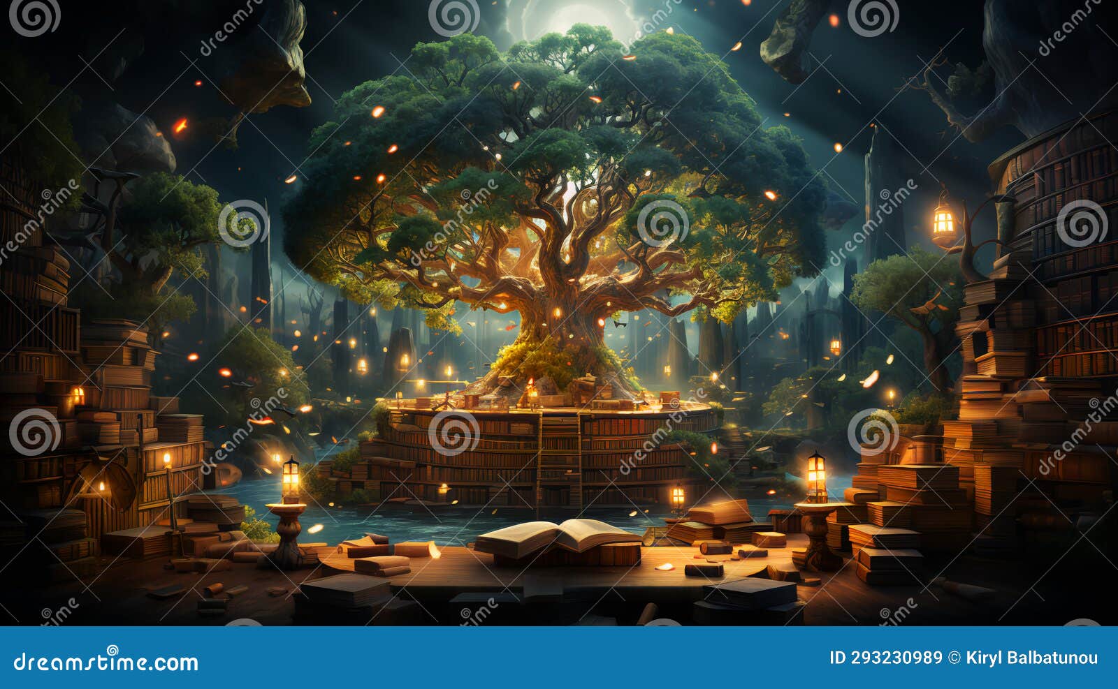 Abstract Tree Growing from a Book. Mental Training and Education Stock ...