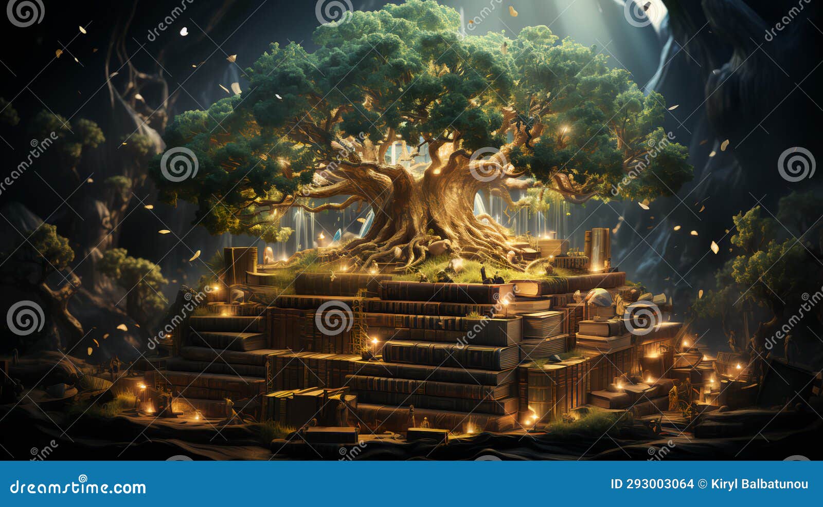 Abstract Tree Growing from a Book. Mental Training and Education Stock ...