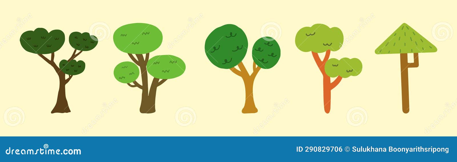 Abstract Tree Hand Drawn With Differnt Shape For Element, Decoration ...