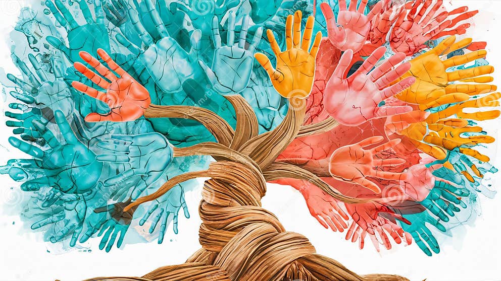 Abstract Tree of Hands, Unity, Diversity, High Quality Image Stock ...