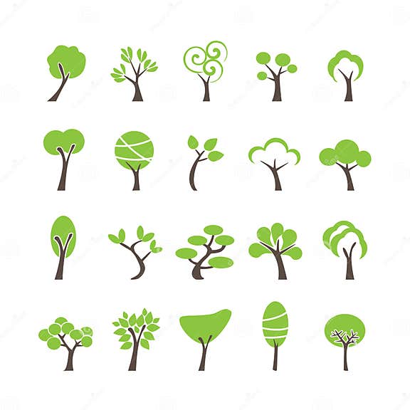 Abstract Tree Icon Set, Vector Eps10 Stock Vector - Illustration of ...