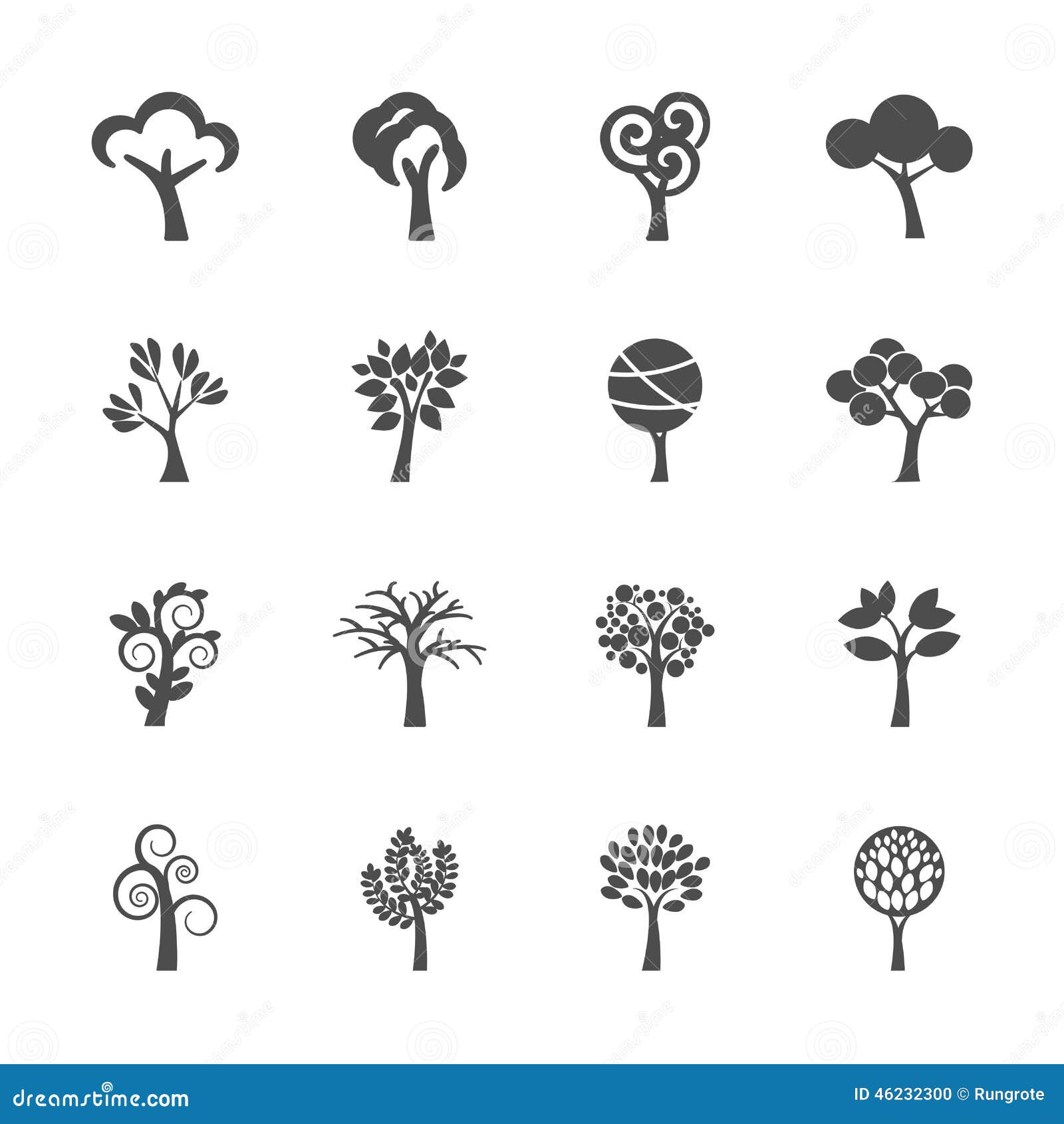 Tree Icon With Cute Clipart. Cute Doodle Aesthetic. Tree On White ...
