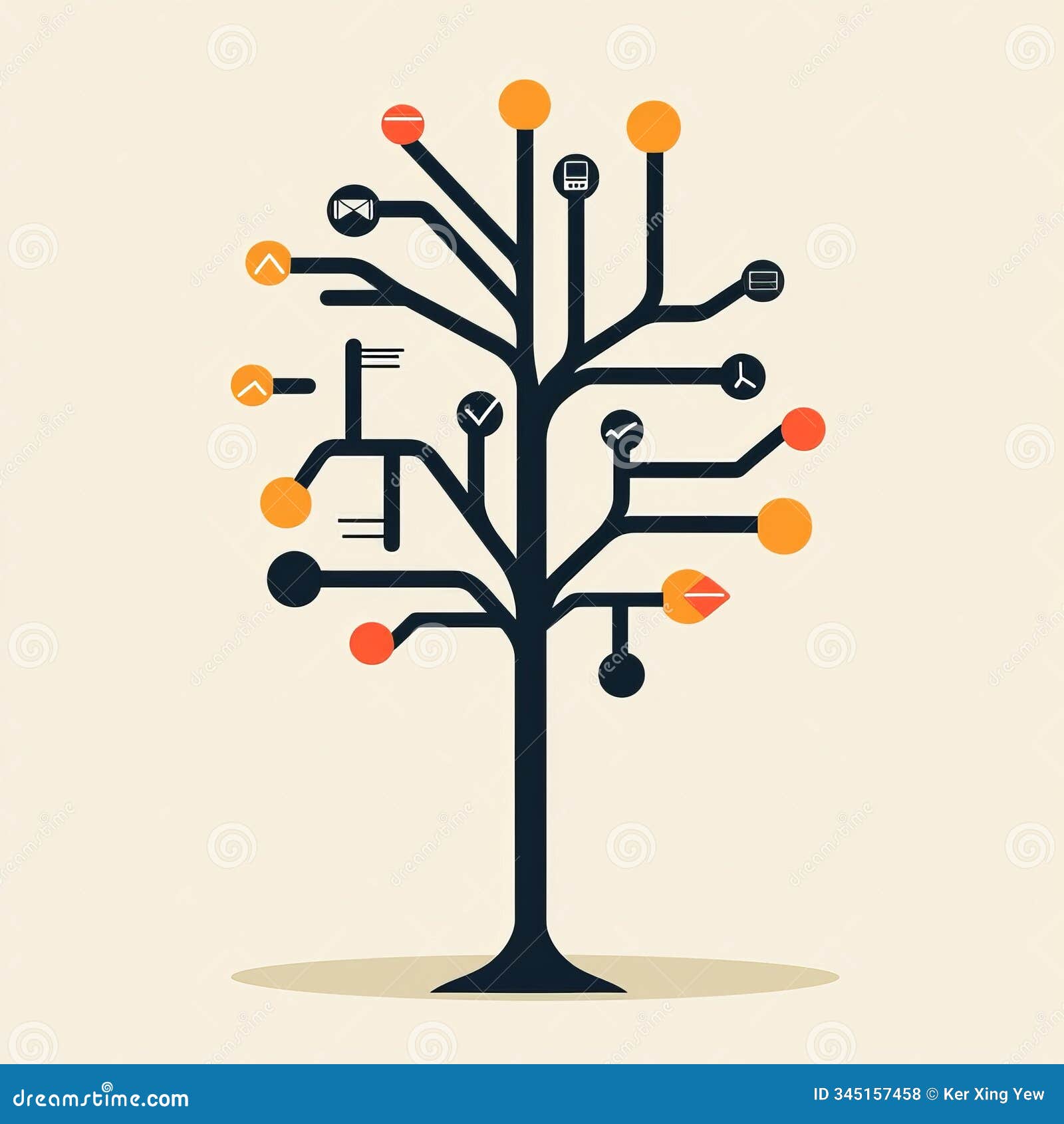 Abstract Tree Illustration with Technology Icons Representing ...