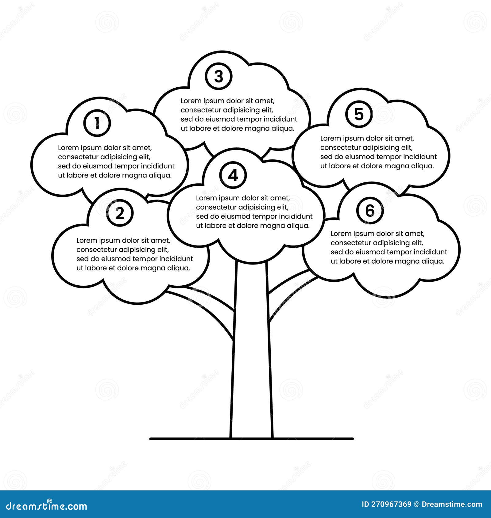 Abstract Tree Infographics Elements in Linear Style. Decorative Tree ...