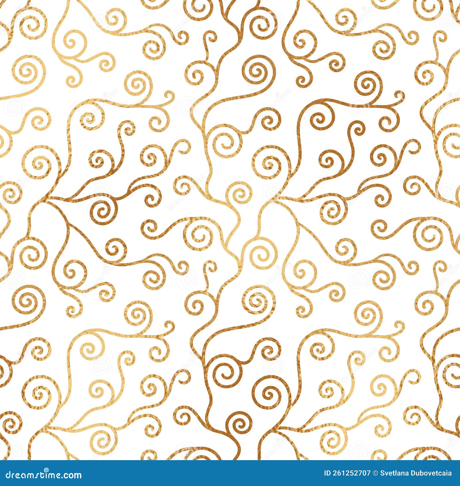 Abstract Tree Klimt Seamless Pattern. Repeated Gold Twist Background ...