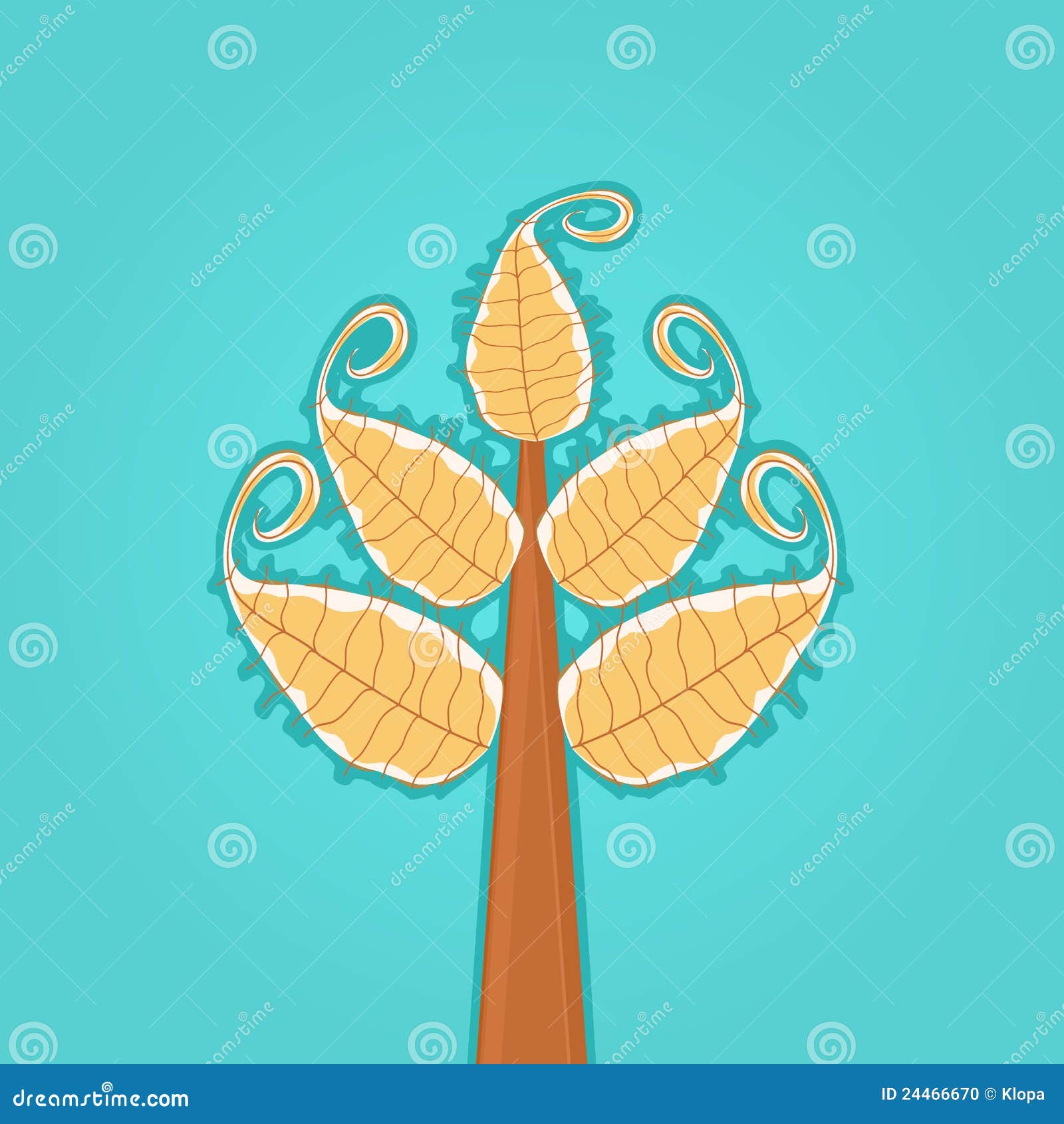 Abstract Tree with Large Yellow Leaves Stock Vector - Illustration of ...