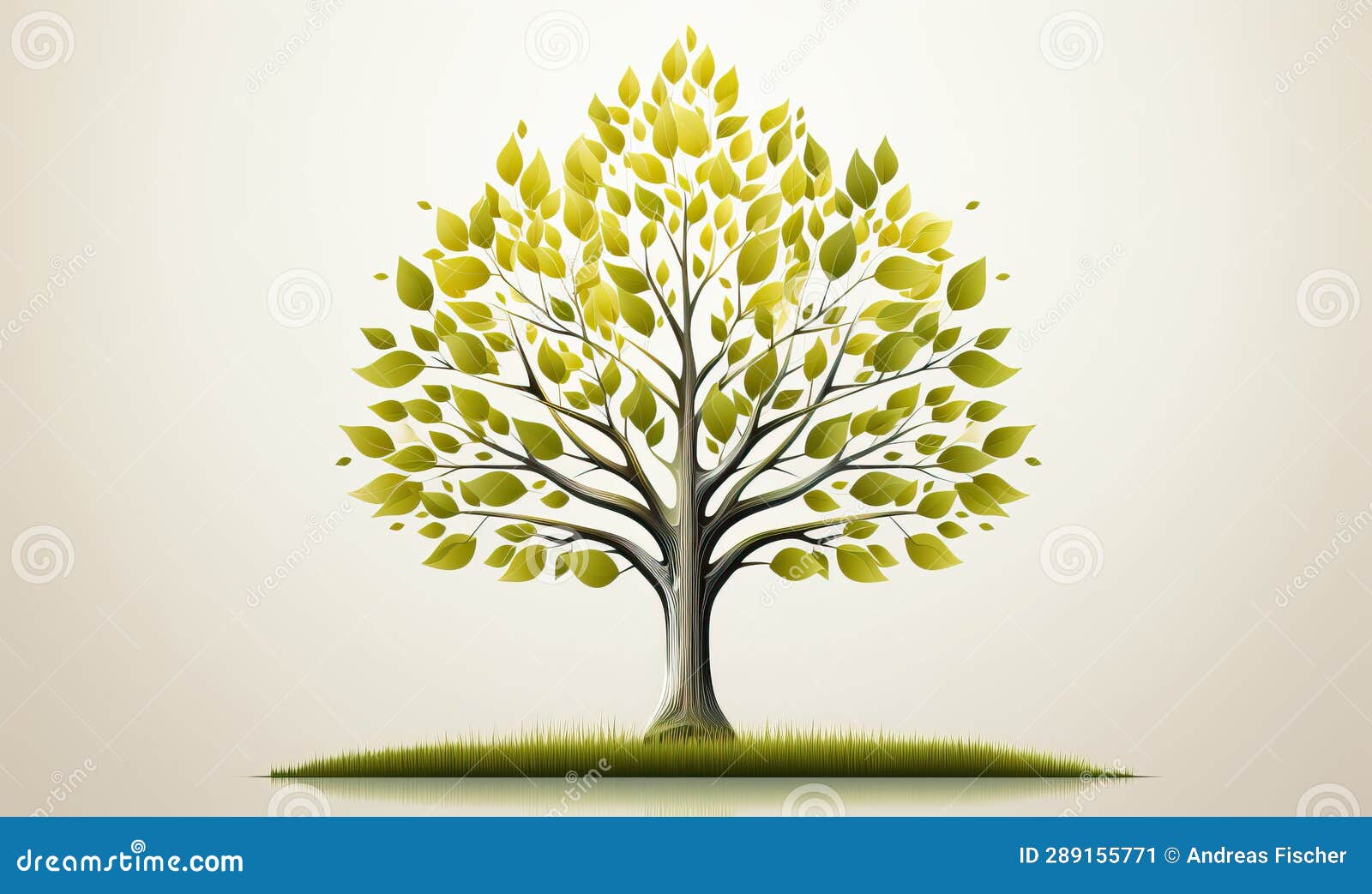 Abstract Tree with Leaves on a White Background Close-up. Stock ...
