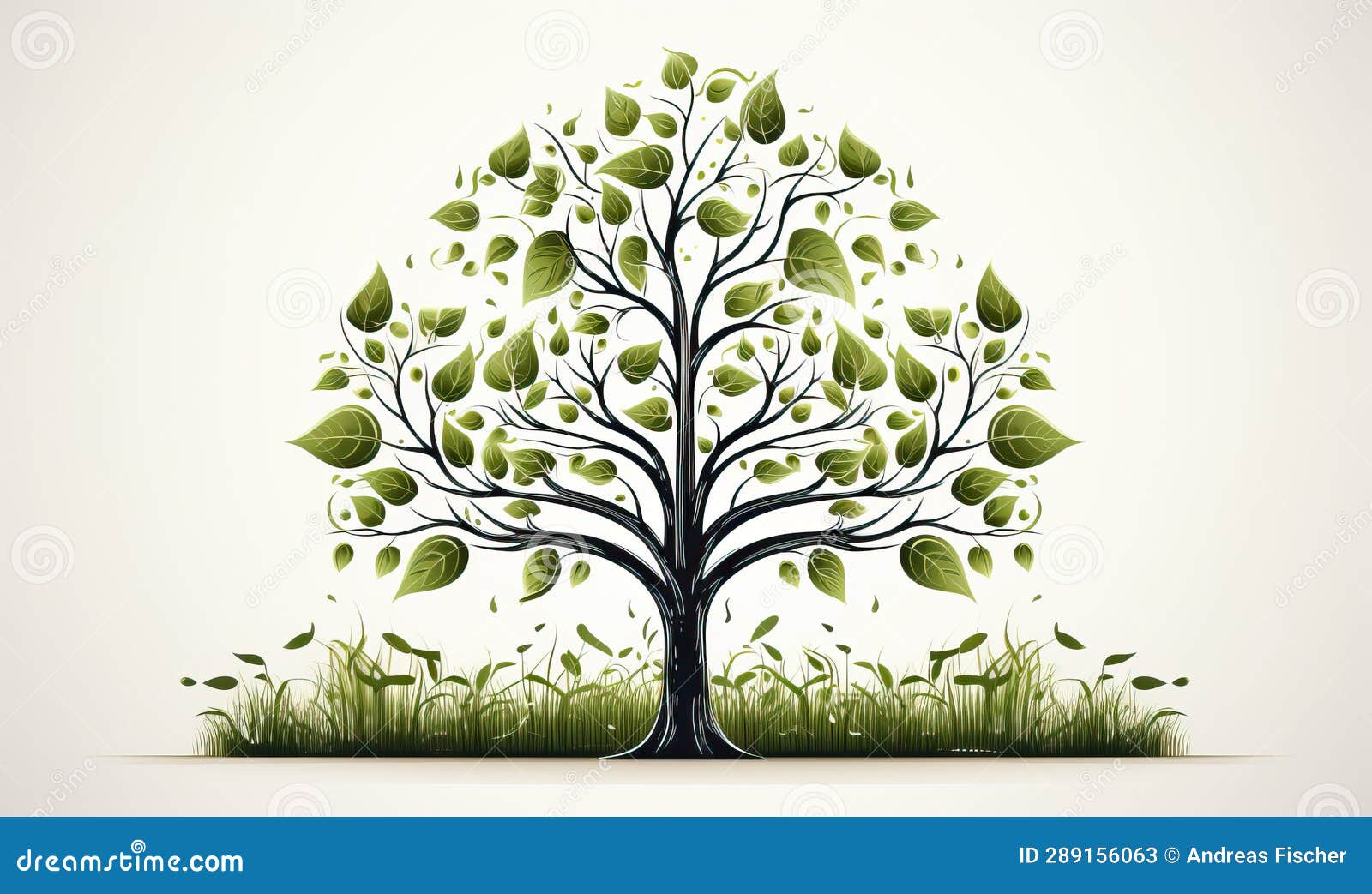 Abstract Tree with Leaves on a White Background Close-up. Stock Image ...